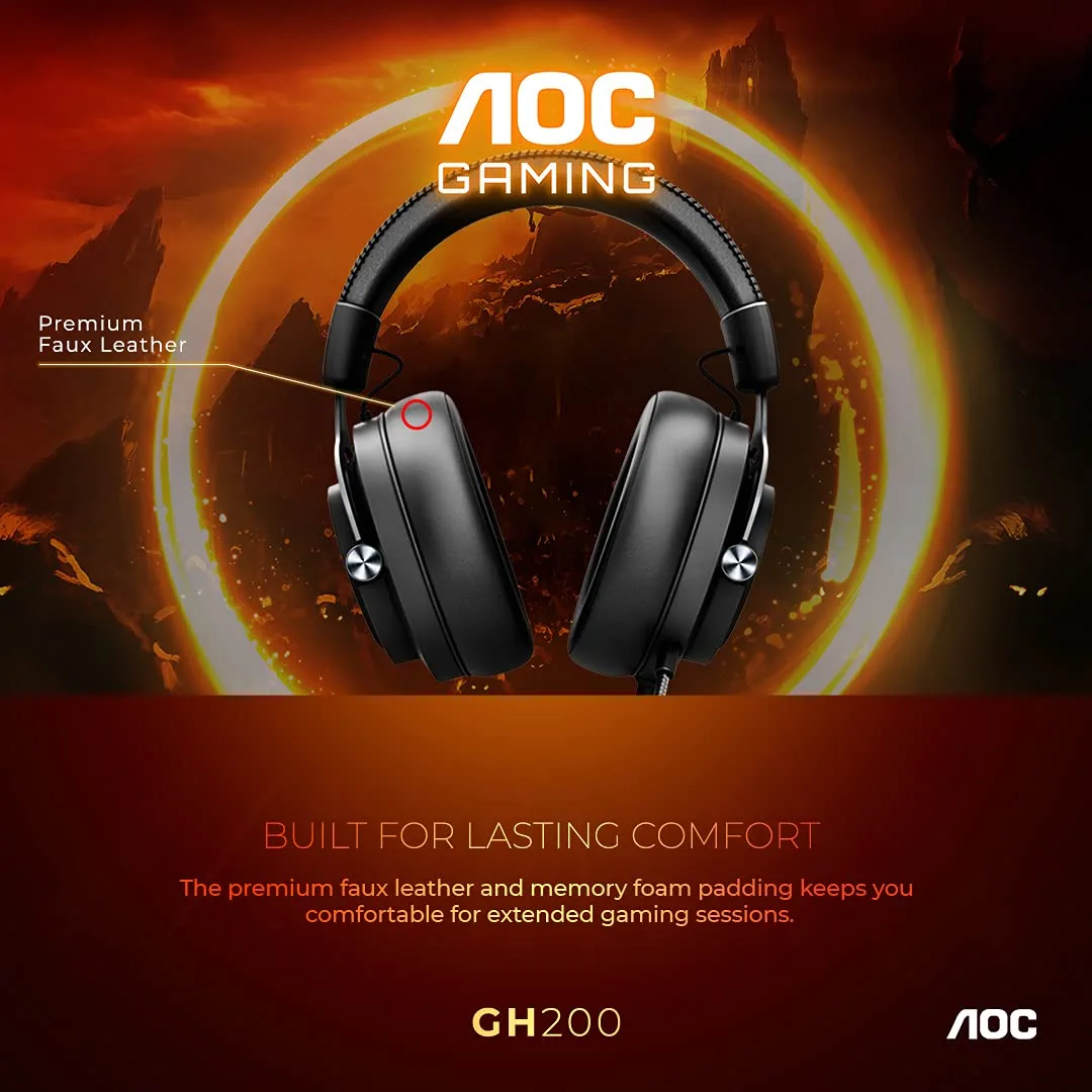 AOC Gaming GH200 Wired Gaming Headset with 2.0 Stereo Sound Now ...